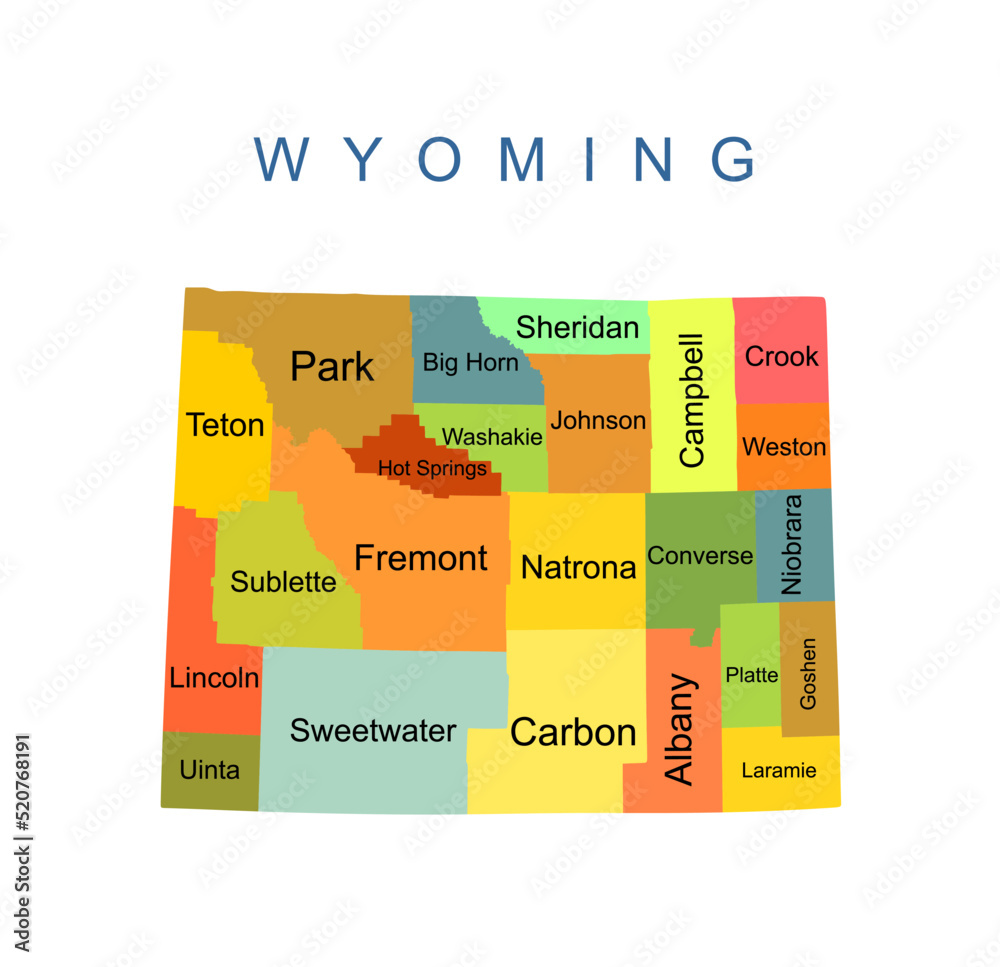 Colorful Wyoming State vector map silhouette illustration isolated on ...