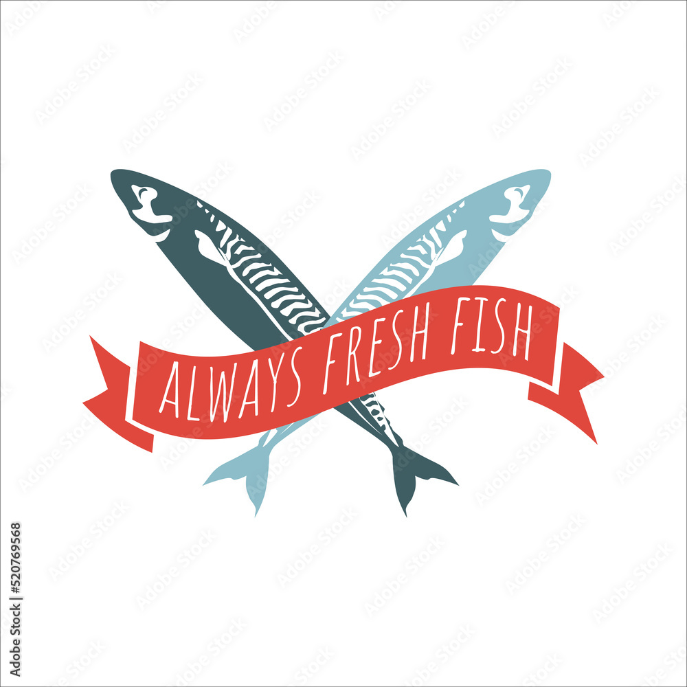 Best quality seafood logo design. Fish shop, market, restaurant label ...