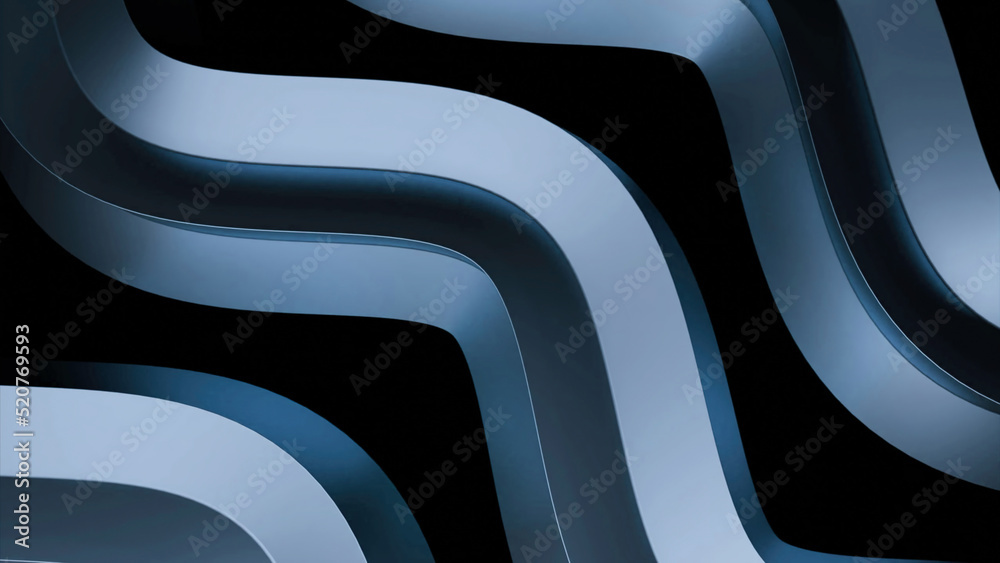 Wavy 3d metal lines rotate. Design. Metal shape of curved 3d lines on ...