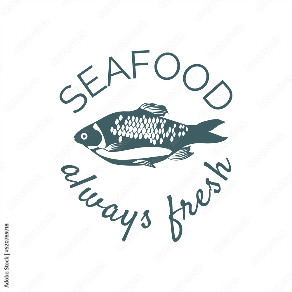 Best quality seafood logo design. Fish shop, market, restaurant label ...
