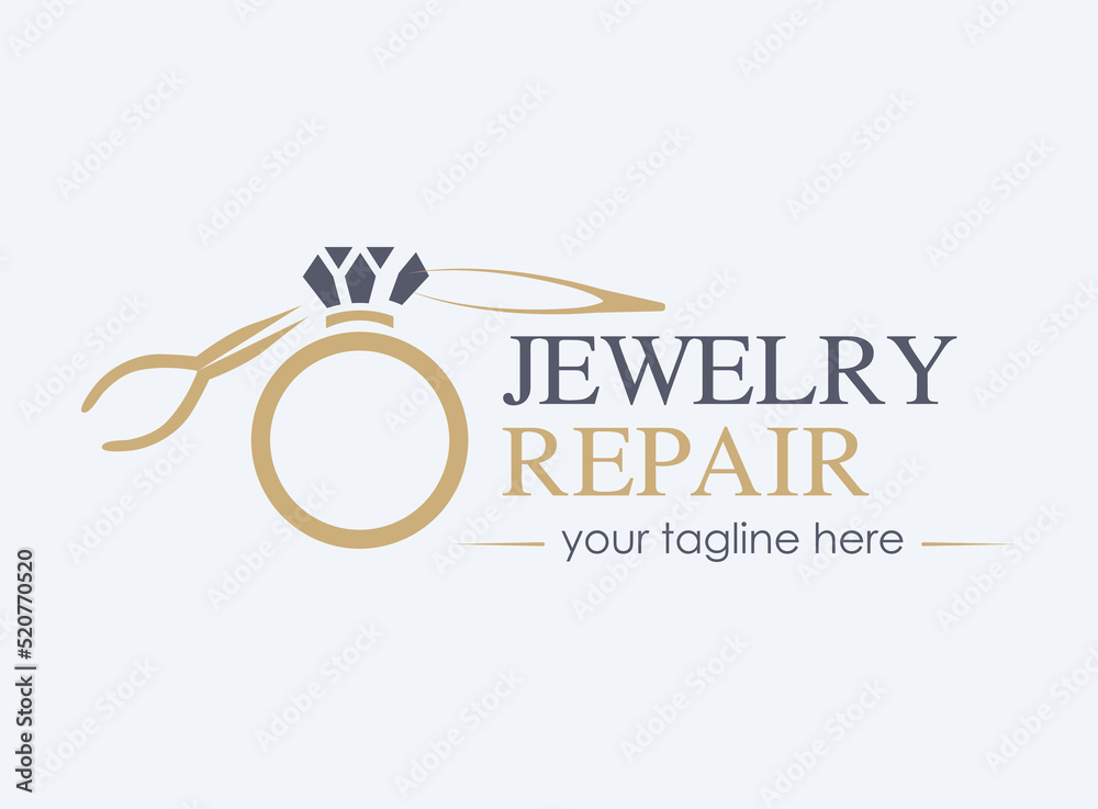 Jewelry Repair Services logo. Antique Jewelry Repair vector sign. Stock ...