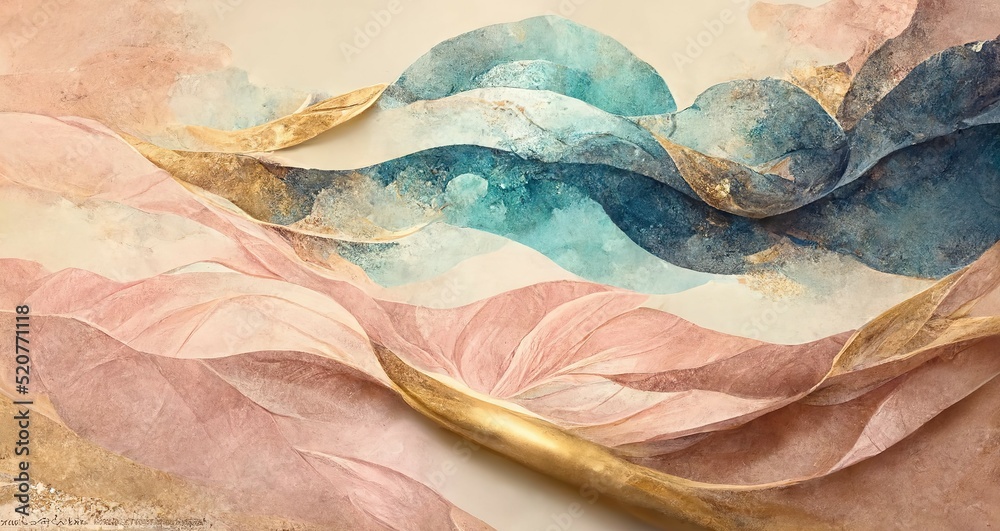 Minimalistic landscape drawing with watercolor brush and texture ...