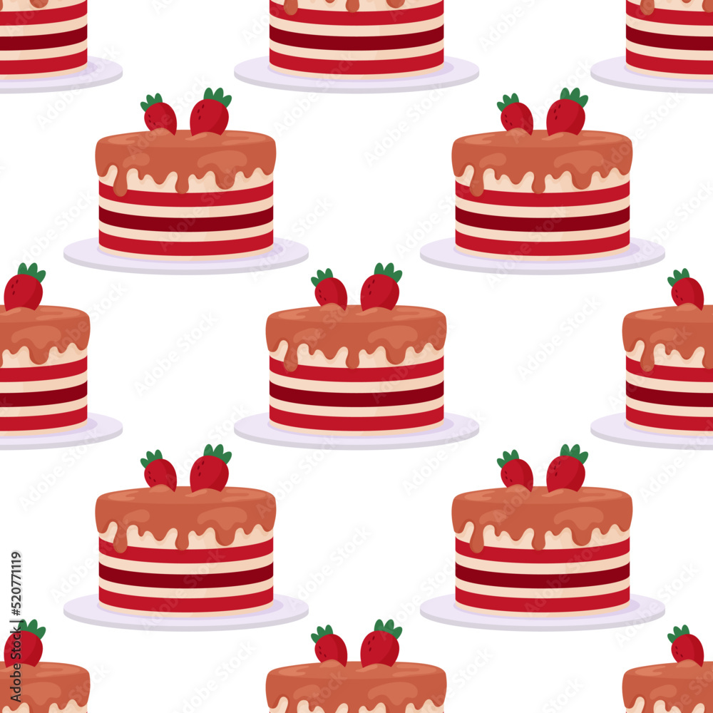 Birthday cakes cartoon style seamless pattern Stock Vector | Adobe Stock