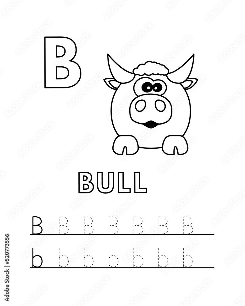 Alphabet with cute cartoon animals isolated on white background ...