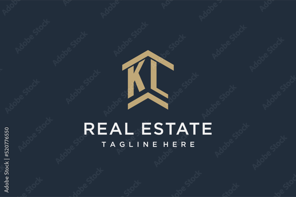 Initial KL logo for real estate with simple and creative house roof ...