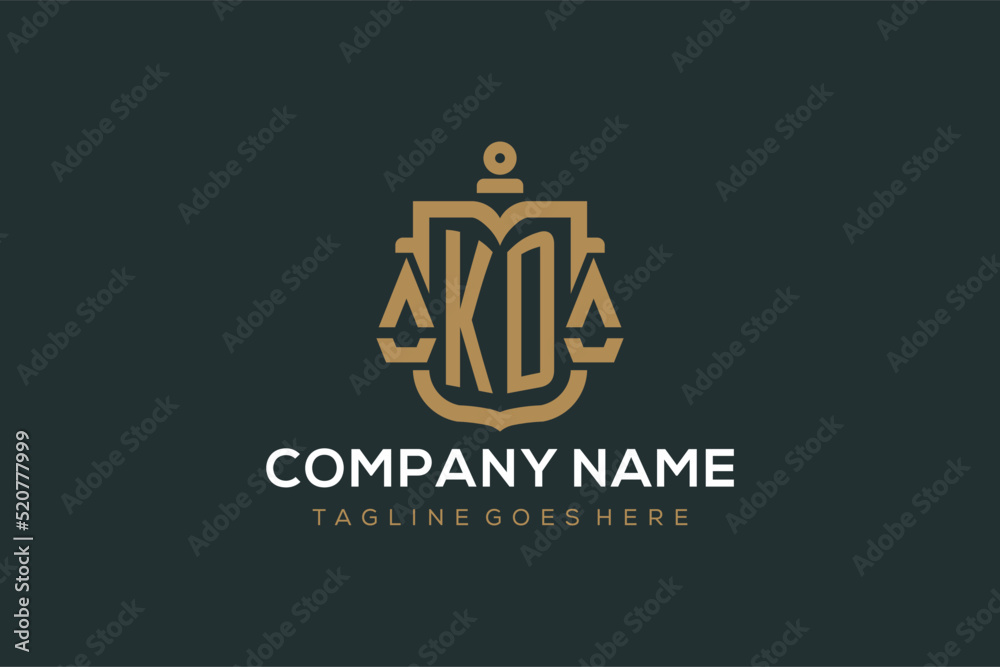 Initial KD logo for law firm with luxury modern scale and shield icon ...