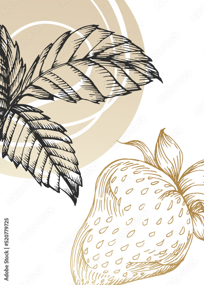 Set of Abstract Strawberry Hand Painted Illustrations for Wall ...