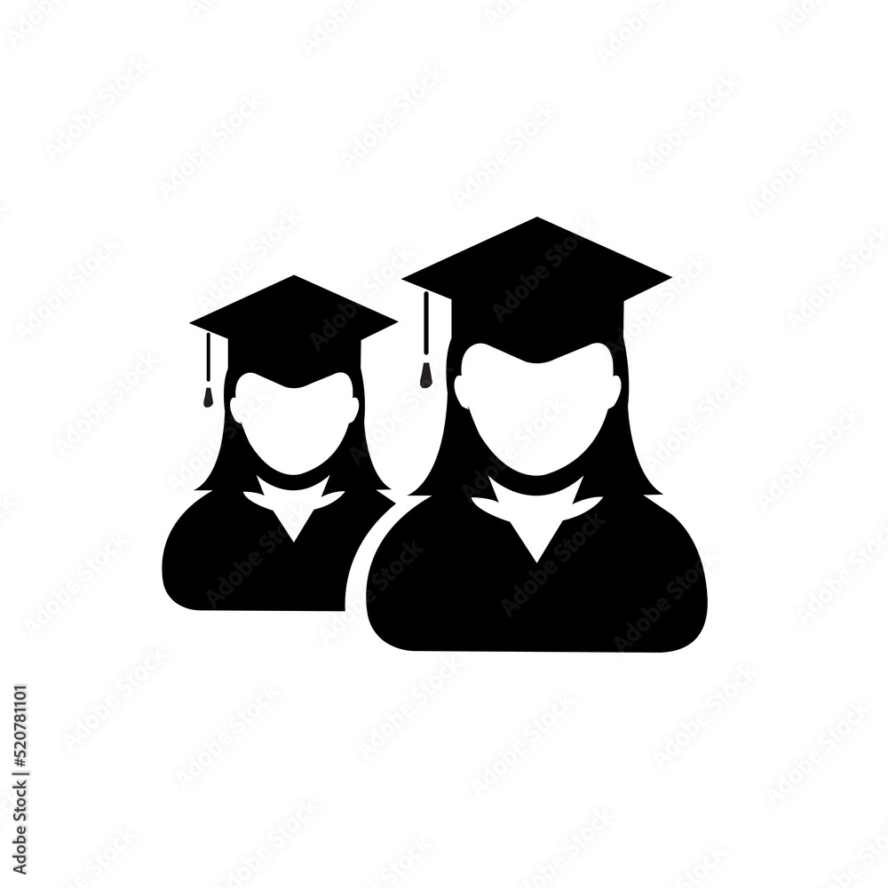 Student icon female group of person profile avatar with mortar board ...