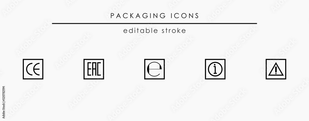 Vector packaging symbols design set Stock Vector | Adobe Stock