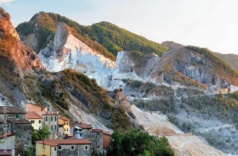 Quarry village of Colonnata in the famous Carrara marble region of the ...