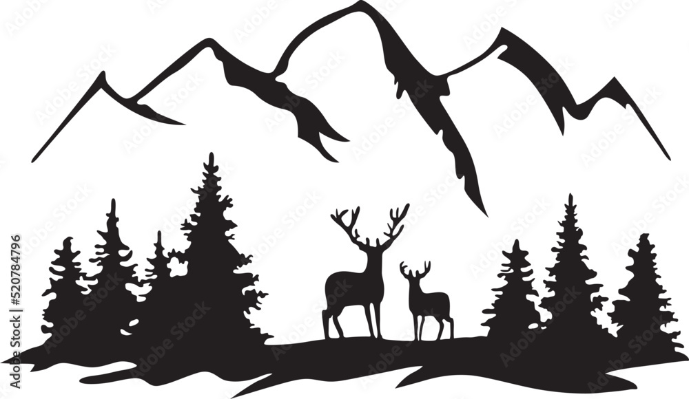Mountain Design laser cut svg dxf files wall sticker engraving decal ...