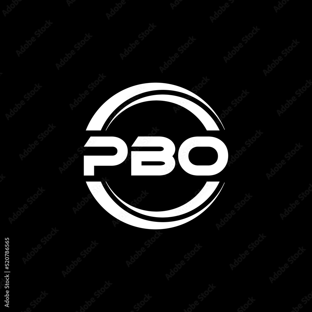 PBO letter logo design with black background in illustrator, vector ...
