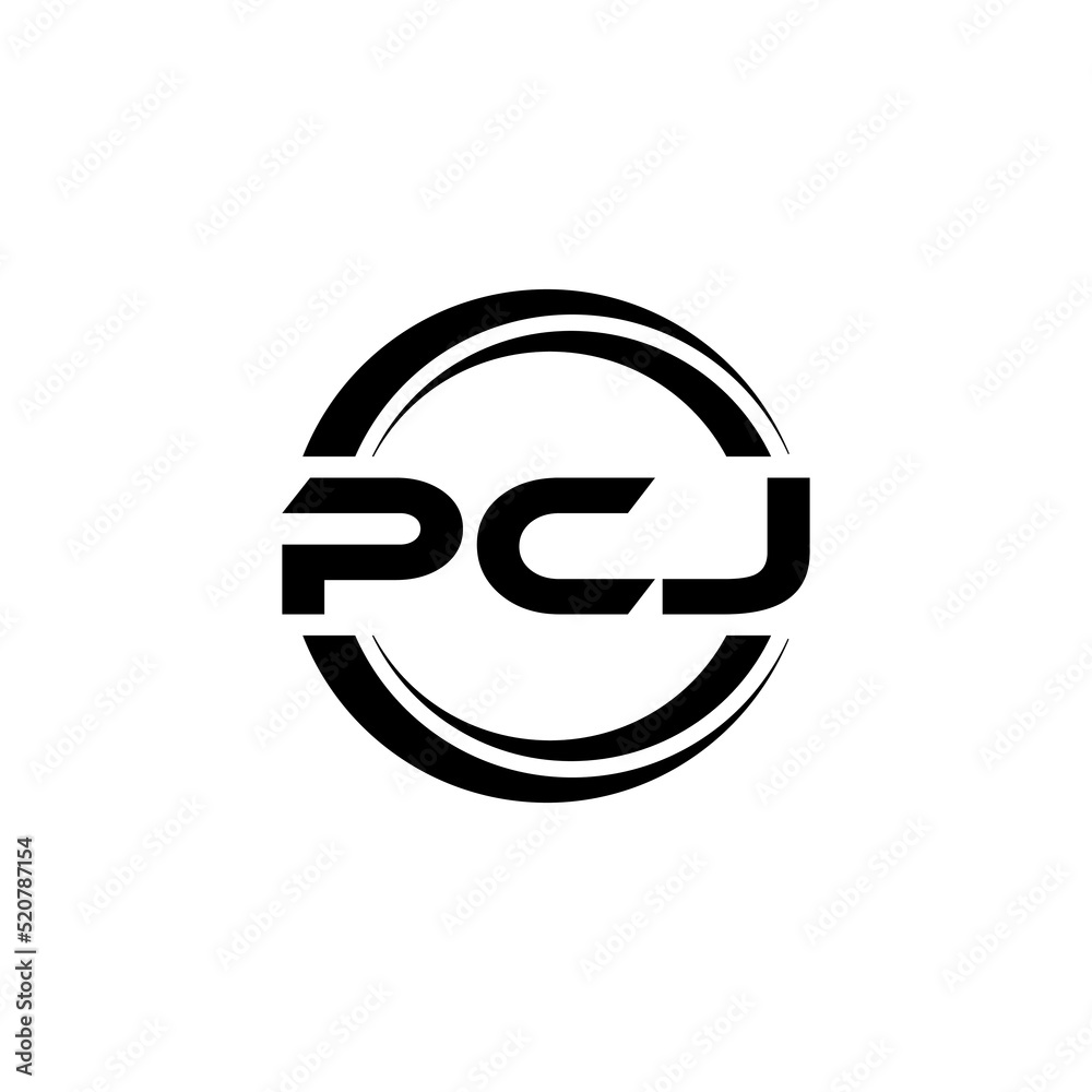 Vecteur Stock PCJ letter logo design with white background in ...