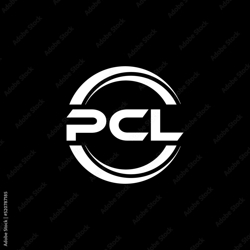 PCL letter logo design with black background in illustrator, vector ...