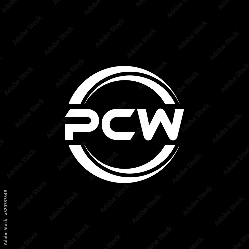 PCW letter logo design with black background in illustrator, vector ...