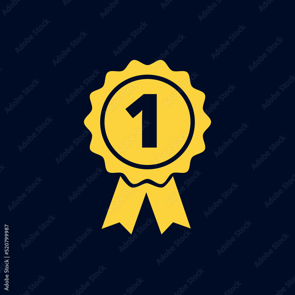 Gold medal vector flat icon with number 1, first place vector ...