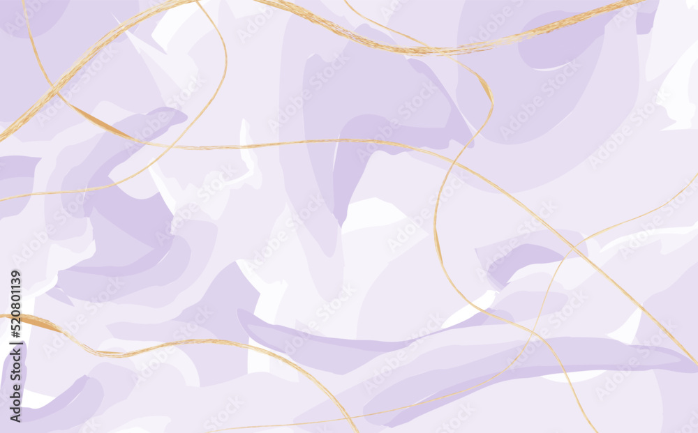 Lavender purple liquid watercolor background with gold stripes. Pastel ...