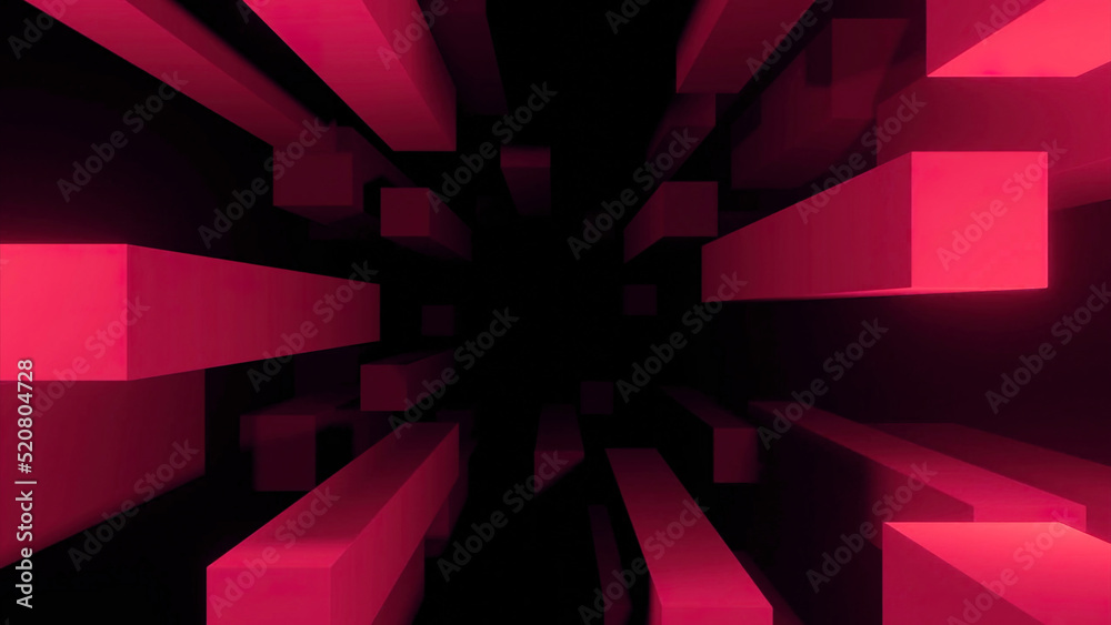 Moving flow of rectangular 3d lines. Design. Geometric 3d lines move in ...