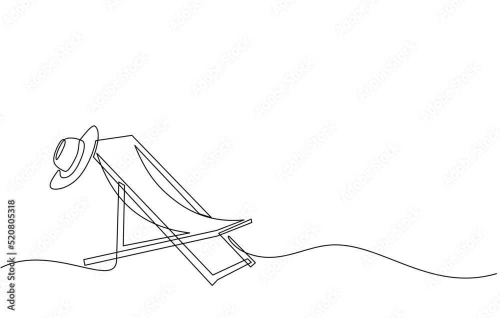 Continuous line drawing of summer vacation concept, sandy beach, beach ...