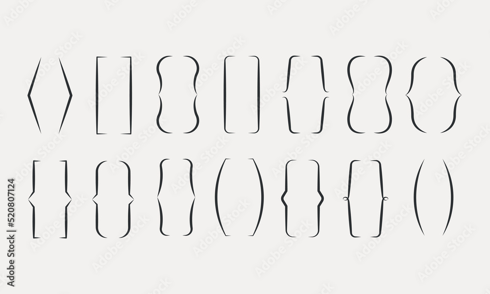Text Brackets set. Сode brackets icon. Punctuation shapes for messages ...