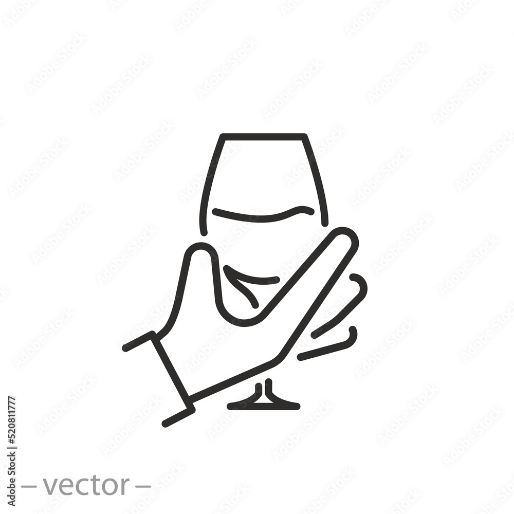 sommelier icon, tasting wine, hand holding alcohol drink, winery expert ...