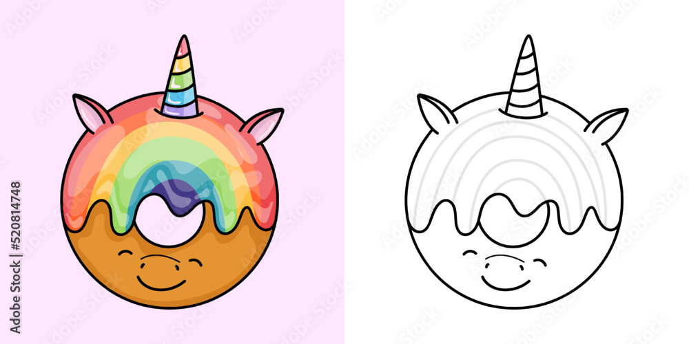 Vetor de Cute Food Clipart for Coloring Page and Illustration. Happy ...