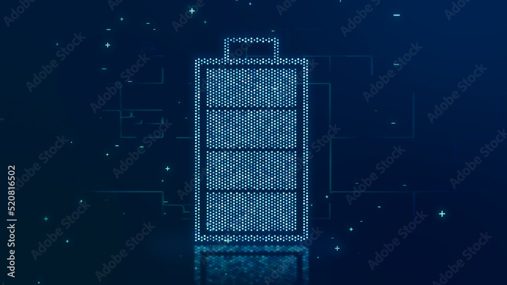 Digital lithium-ion rechargeable battery symbol, high voltage charging ...