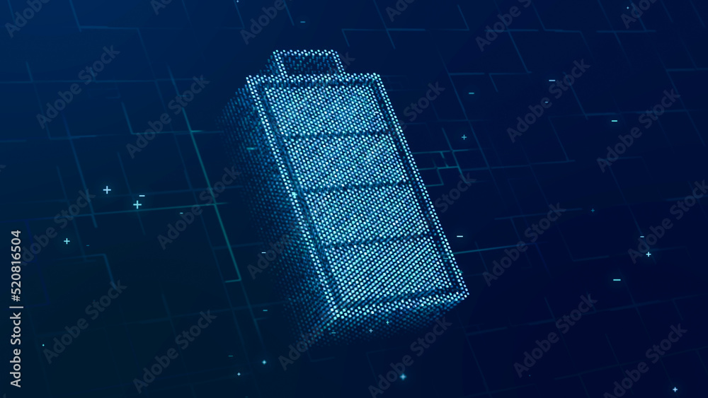 Digital lithium-ion rechargeable battery symbol, high voltage charging ...