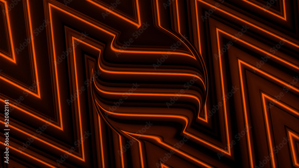 Abstract black and orange background with a sphere silhouette and ...