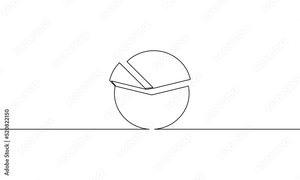 Continuous line drawing of pie chart, business growth, business concept ...