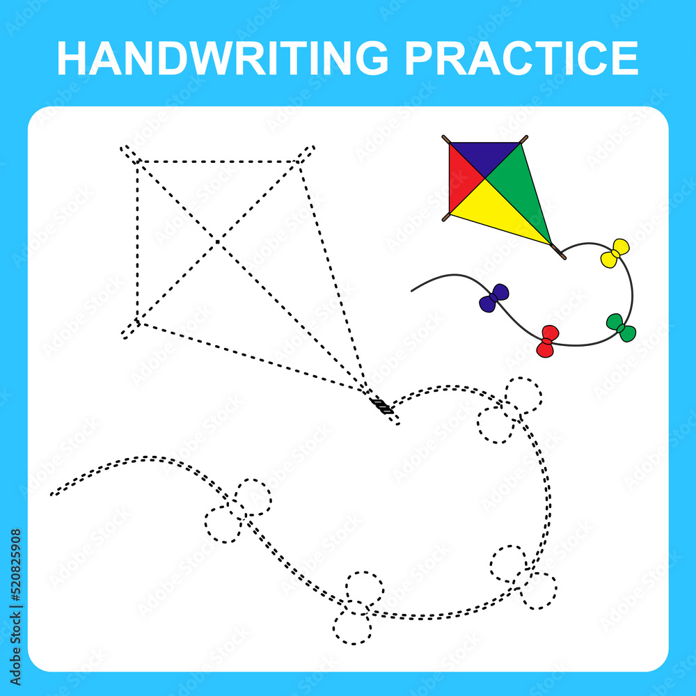 Handwriting practice. Trace the lines and color the kite. Educational ...
