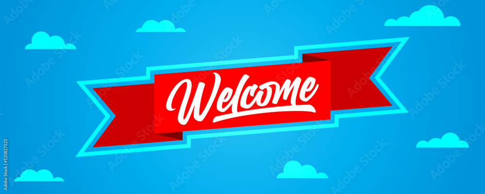 Red Welcome Banner Sky Background Stock Vector | Adobe Stock