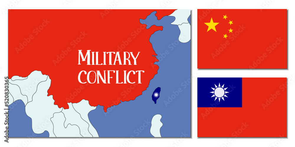 The military conflict between China and Taiwan. The countries on the ...