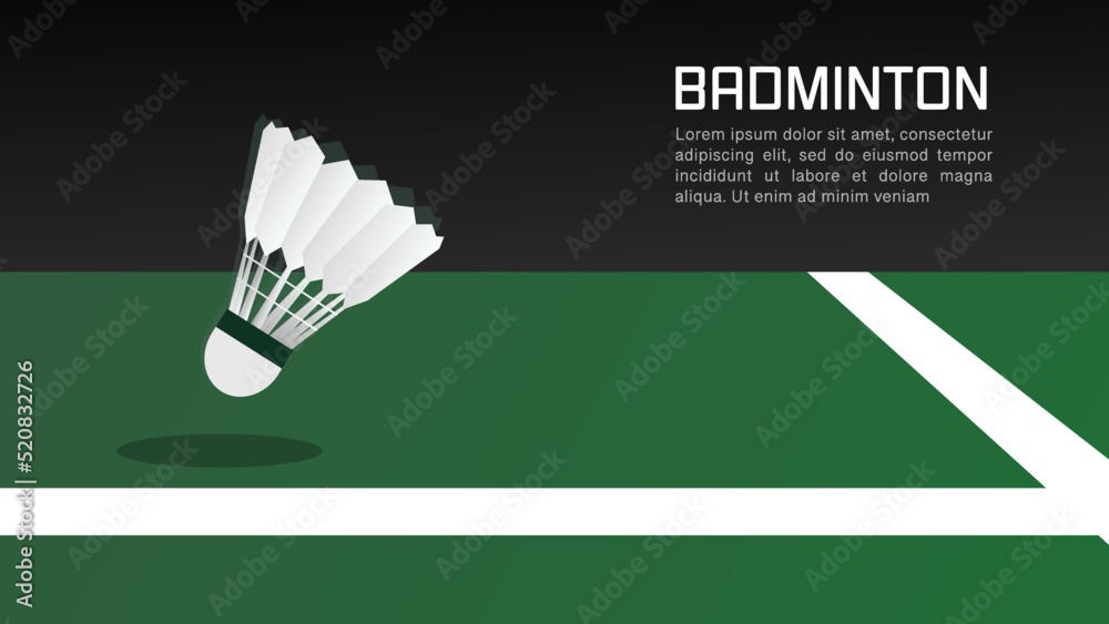 Vektorová grafika „Shuttlecock on white line on green background ...