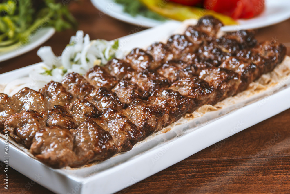 Fast food. Eastern food. Shish kebab, lyulya-kebab. Dishes of oriental ...