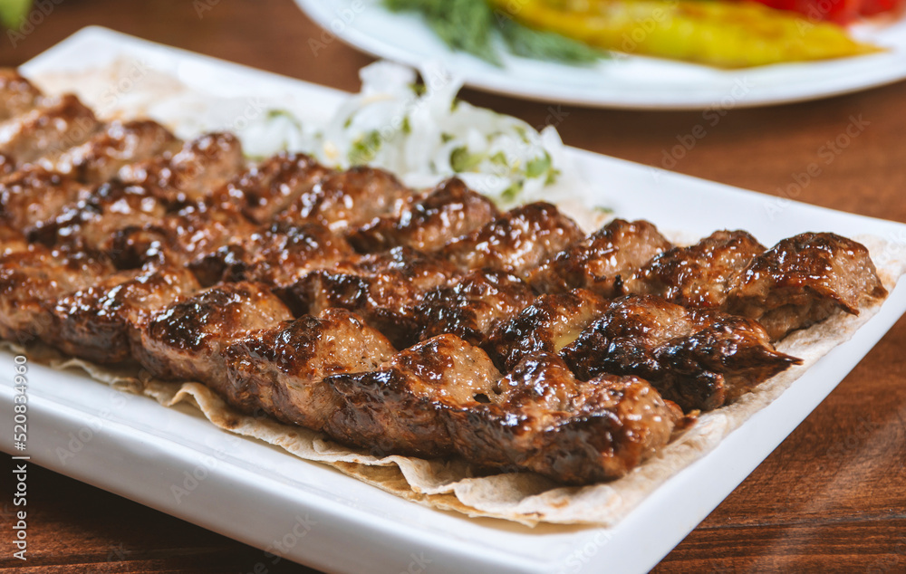 Fast food. Eastern food. Shish kebab, lyulya-kebab. Dishes of oriental ...