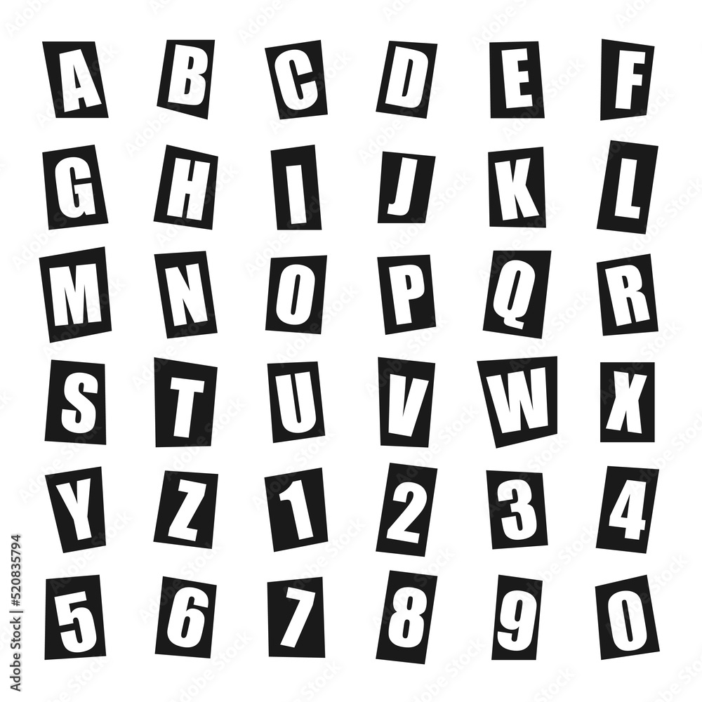 Vector letters of the alphabet cut out on a die, in numbers. Stock ...