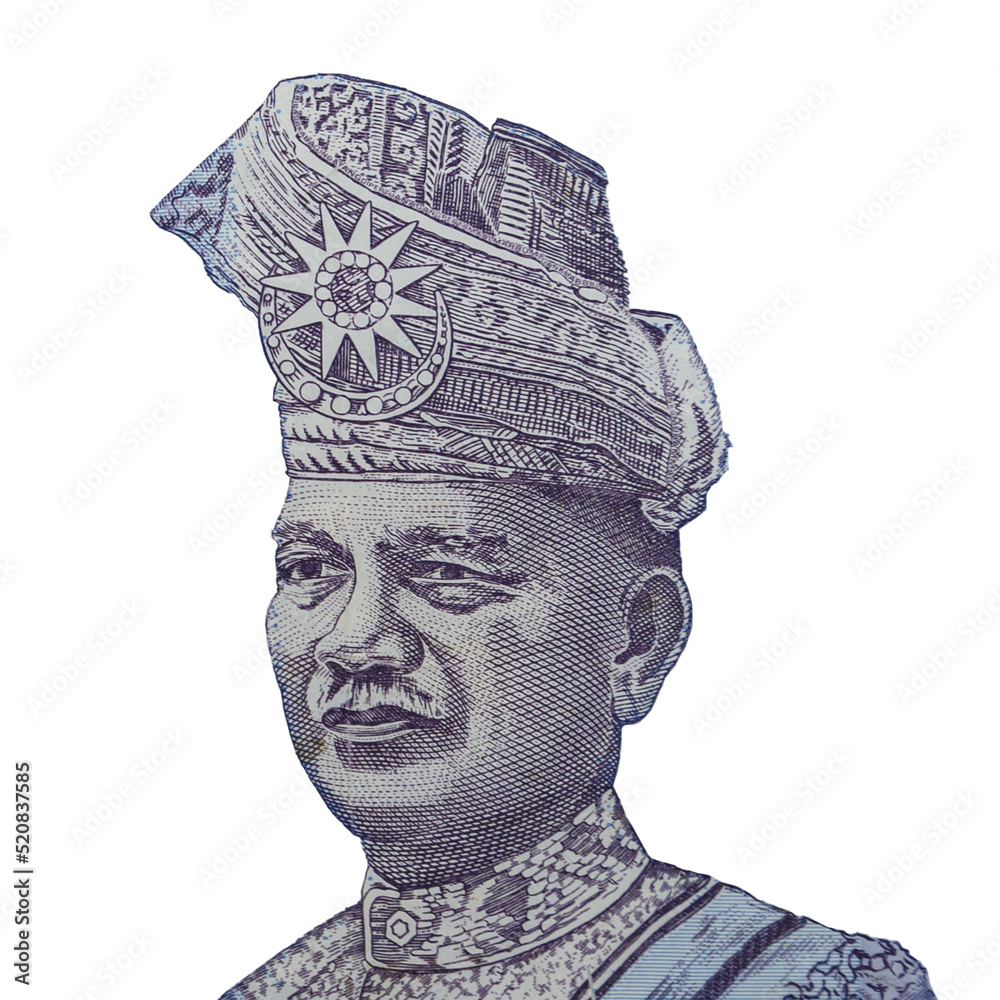 Tunku Abdul Rahman on a white background. The portrait of the Prime ...