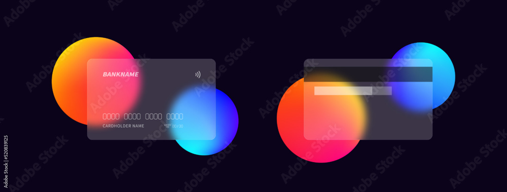 Vetor de Transparent bank card in glassmorphism style with soft matte ...