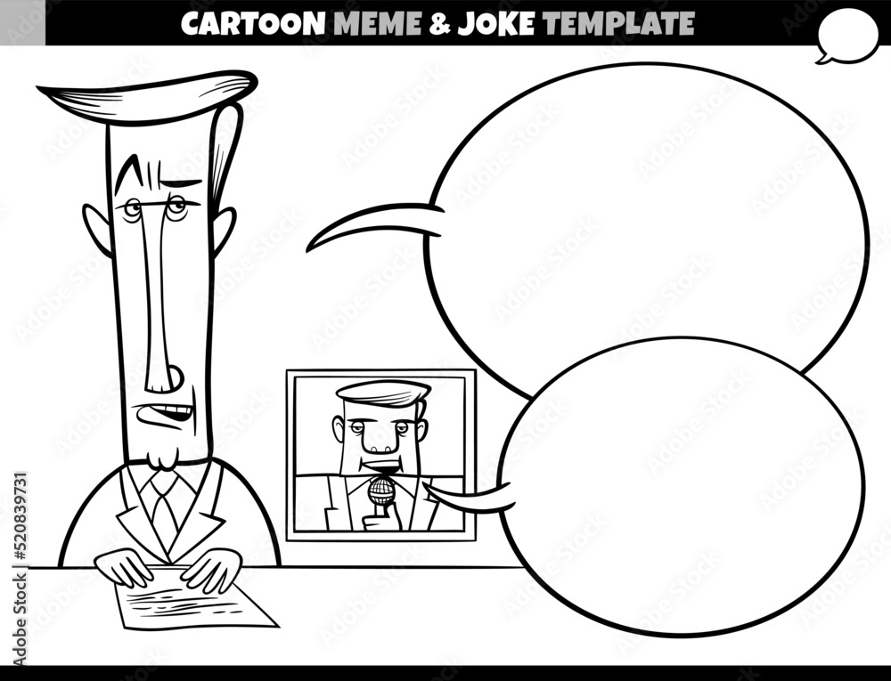 cartoon meme template with tv host or speaker Stock Vector | Adobe Stock