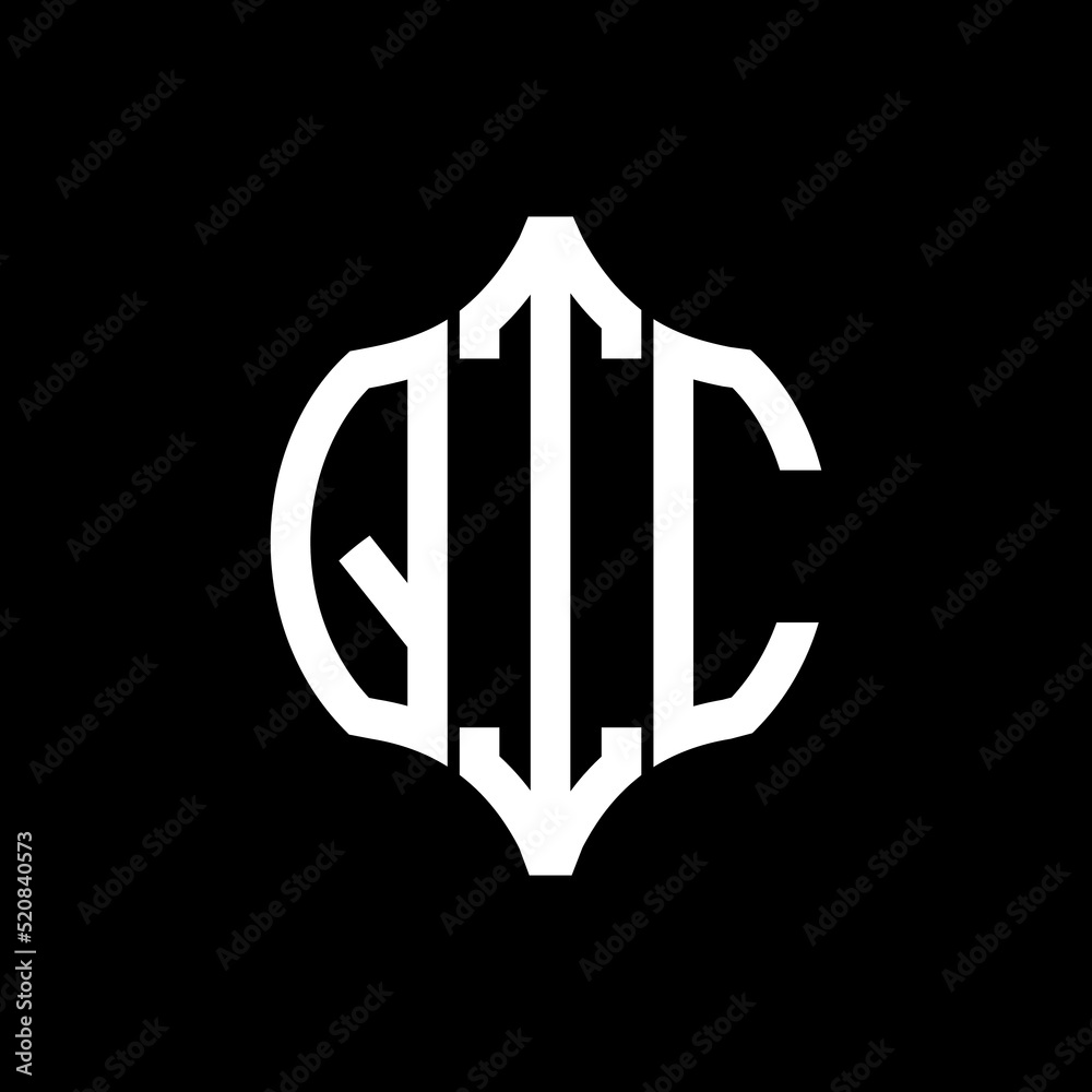 QIC letter logo. QIC best black background vector image. QIC Monogram ...