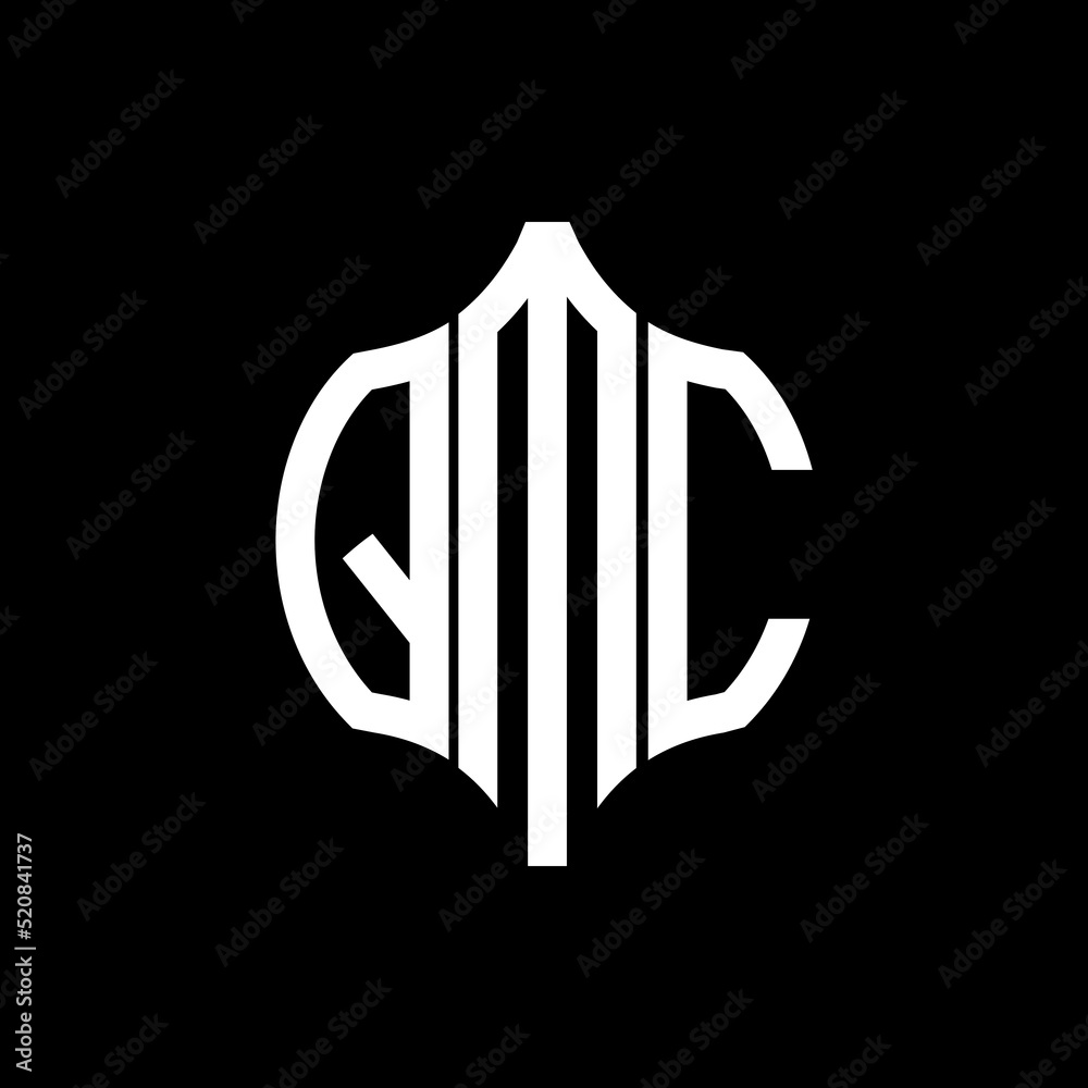 QMC letter logo. QMC best black background vector image. QMC Monogram ...