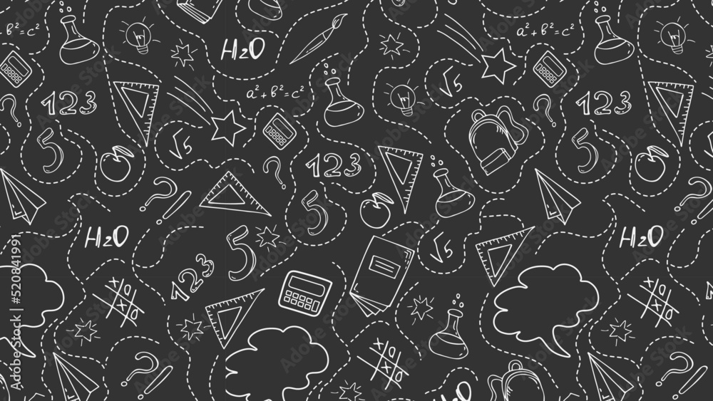 School abstract background banner with school supplies on black ...
