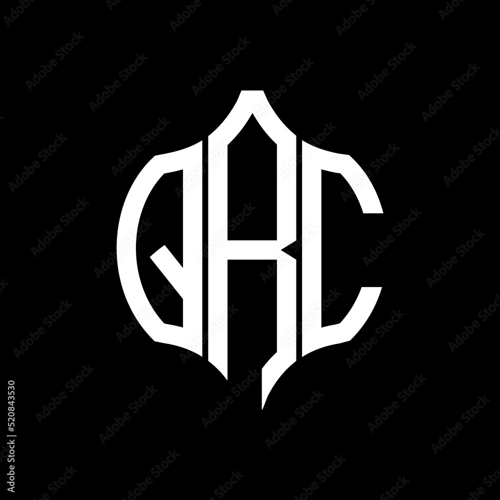 QRC letter logo. QRC best black background vector image. QRC Monogram ...