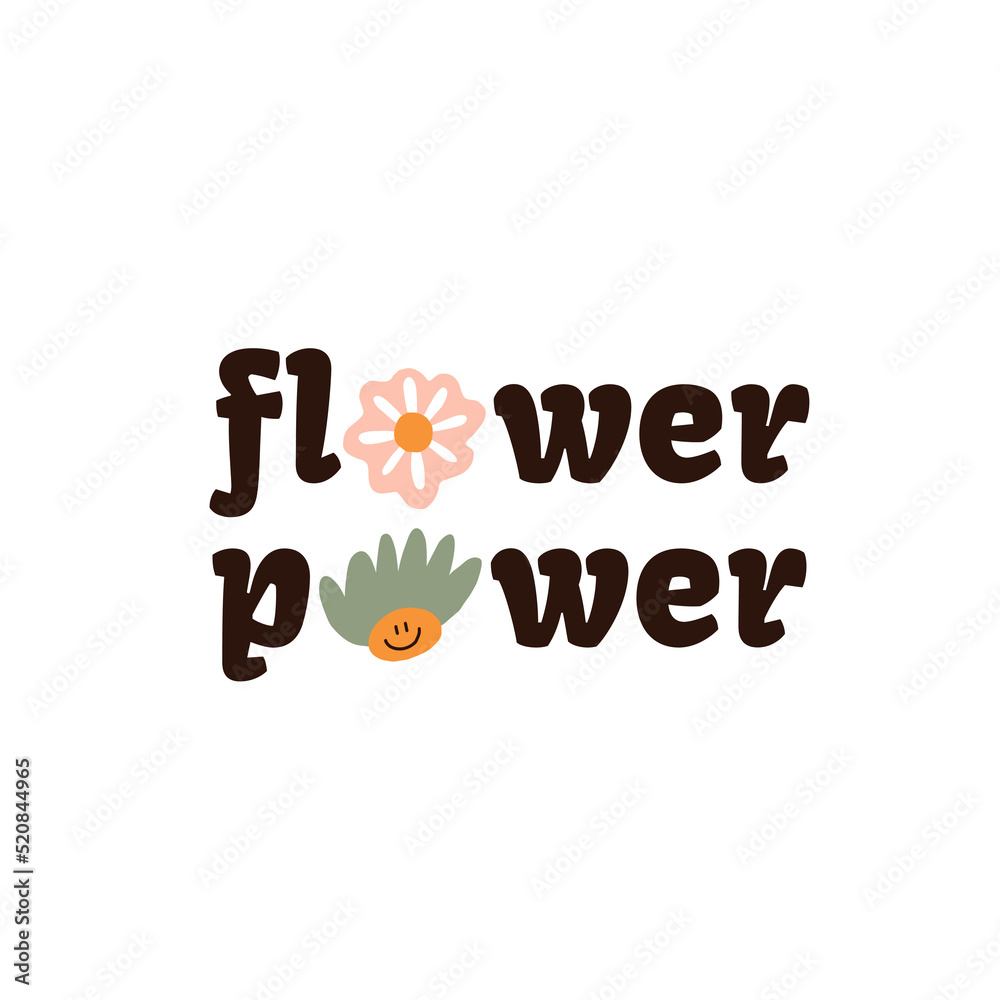 1970 flower power colorful happiness vector clipart illustration one ...