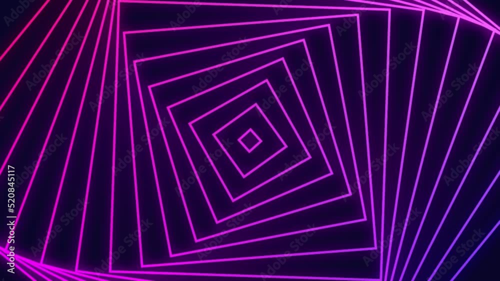 Animated rectangle visual infinite looping. Purple neon visual motion ...