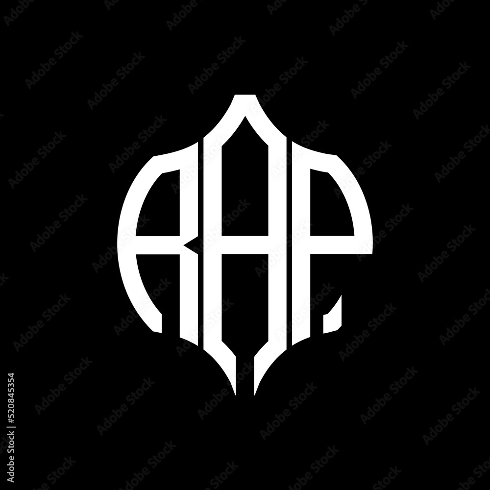 RAP letter logo. RAP best black background vector image. RAP Monogram ...