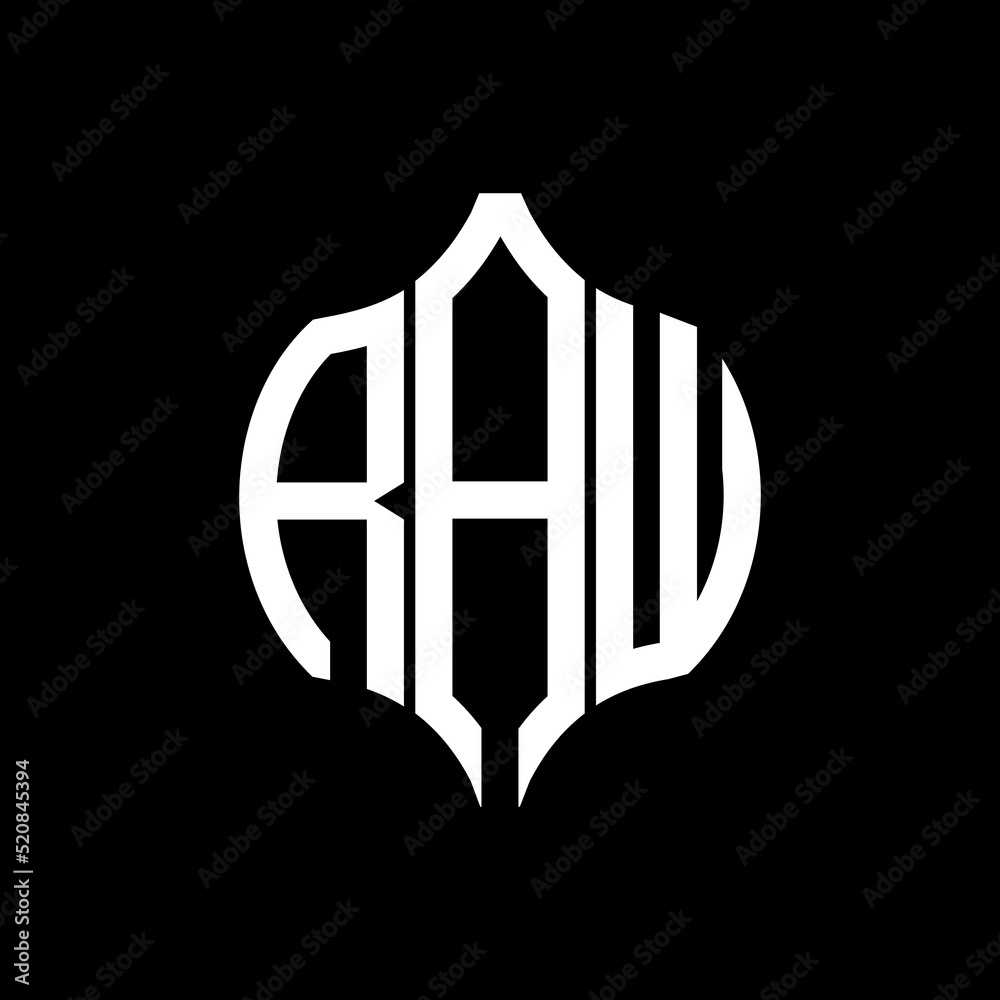 RAW letter logo. RAW best black background vector image. RAW Monogram ...