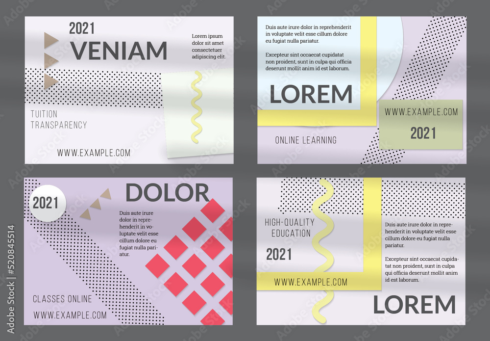Flyer Layouts with Paper Cut Simple Layered Geometric Shapes Stock ...