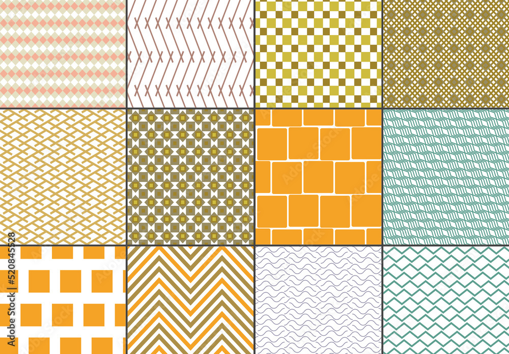 Seamless Bright Geometric Overlay Pattern Set Stock Template | Adobe Stock